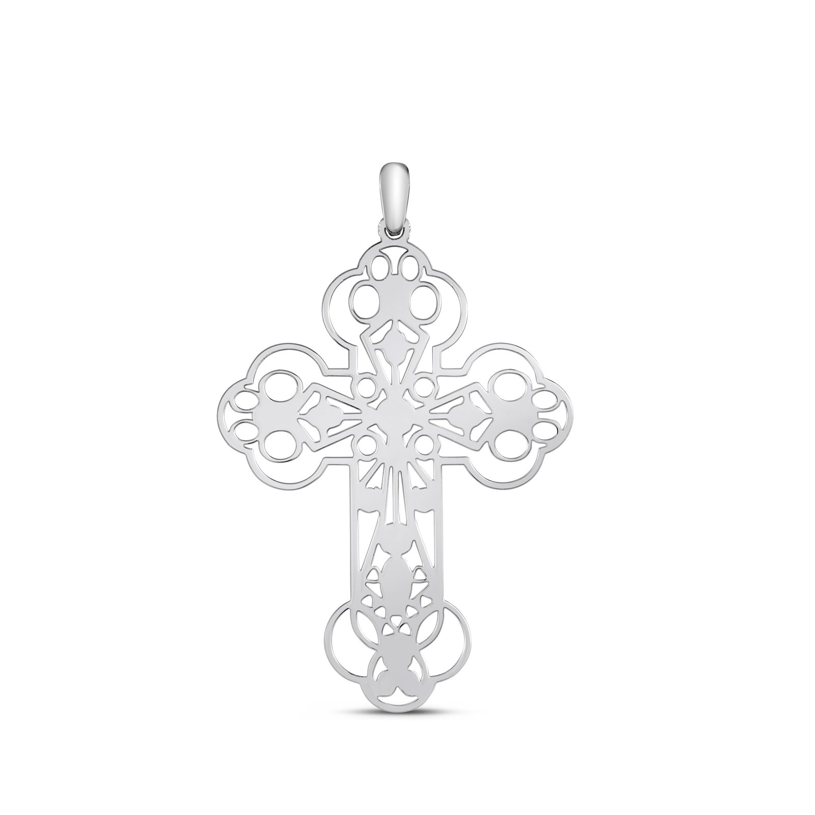 Silver Orthodox Cross Pendant with Rhodium Plating. Chain not included ...
